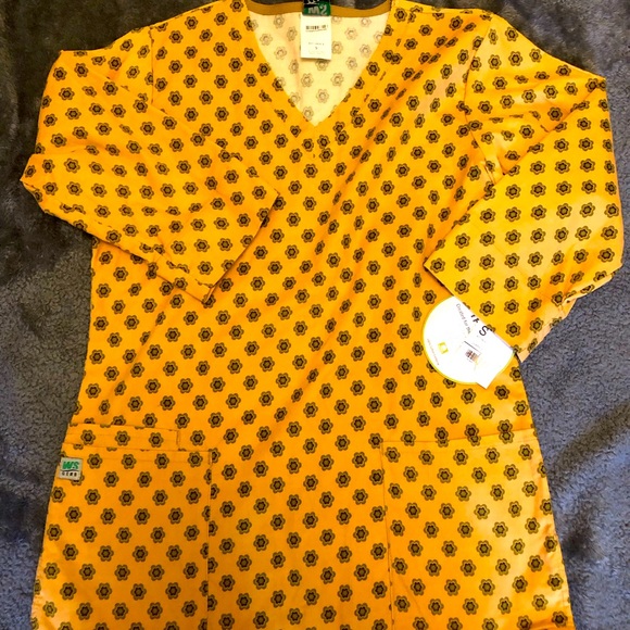 Tops | Vintage Scrub Top Retro Mod Nos Size Small | Poshmark